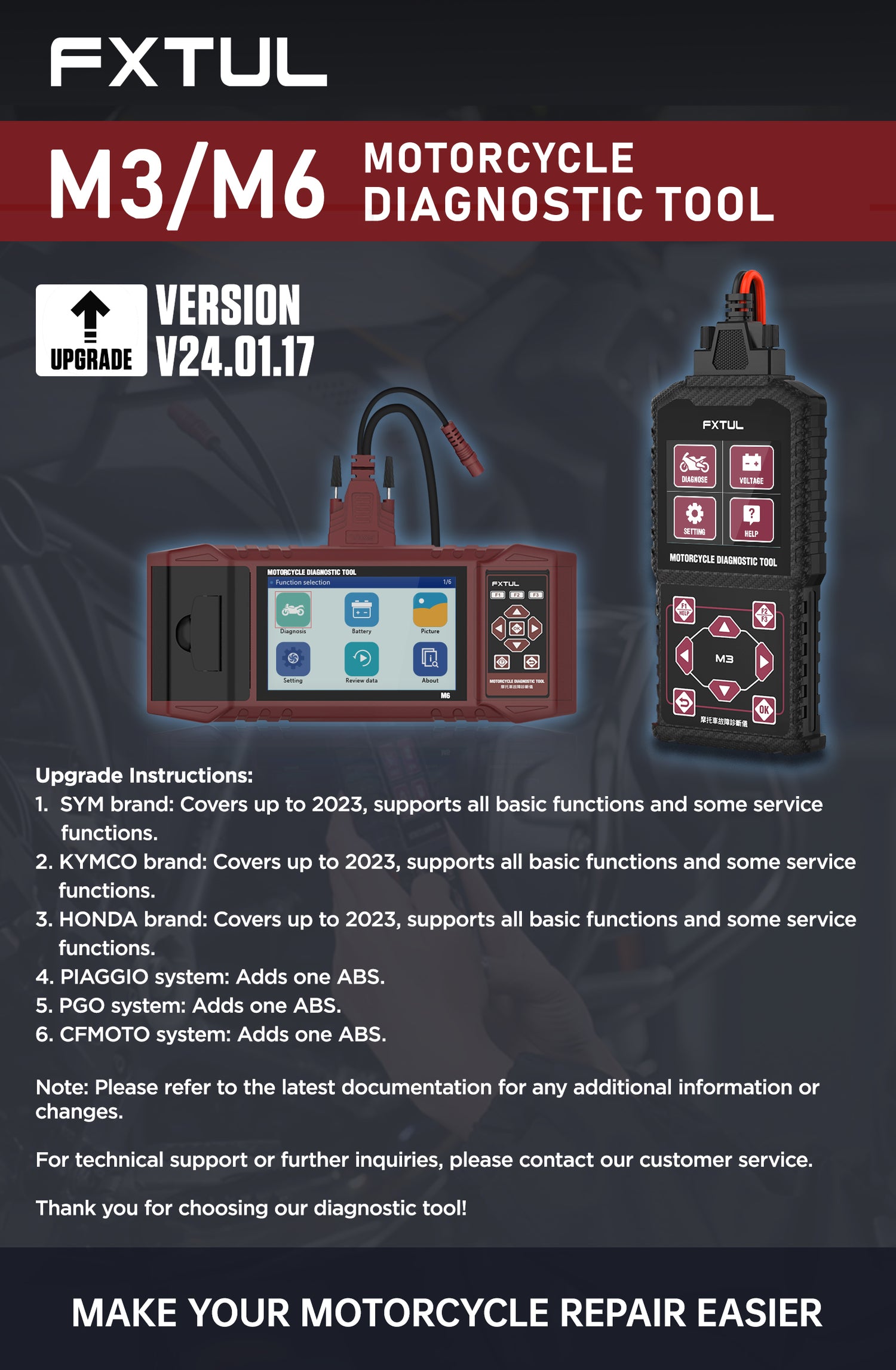 V24.01.17 , M3&M6 Motorcycle Diagnostic Tool Software Update – FXTUL ...